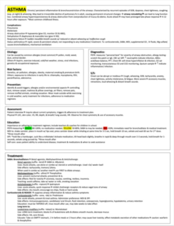 Asthma Study Template | Etsy
