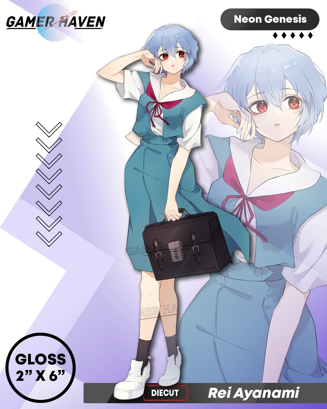 Rei Ayanami NGE 6 Gloss Sticker Neon Genesis Evangelion - Etsy