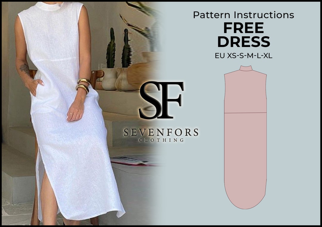 Free Dress Sewing Pattern, Dress Pattern, Sleeveless Dress, PDF Instant ...