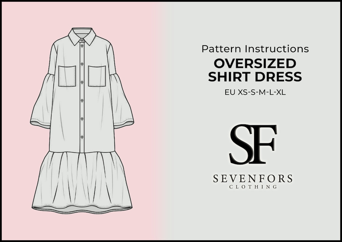 Oversized Shirt Dress Sewing Pattern, Dress Pattern, Long Sleeve Button ...