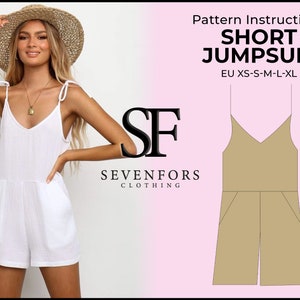 Short Jumpsuit Sewing Pattern, Oversize Jumpsuit, Dungaree Pattern ...