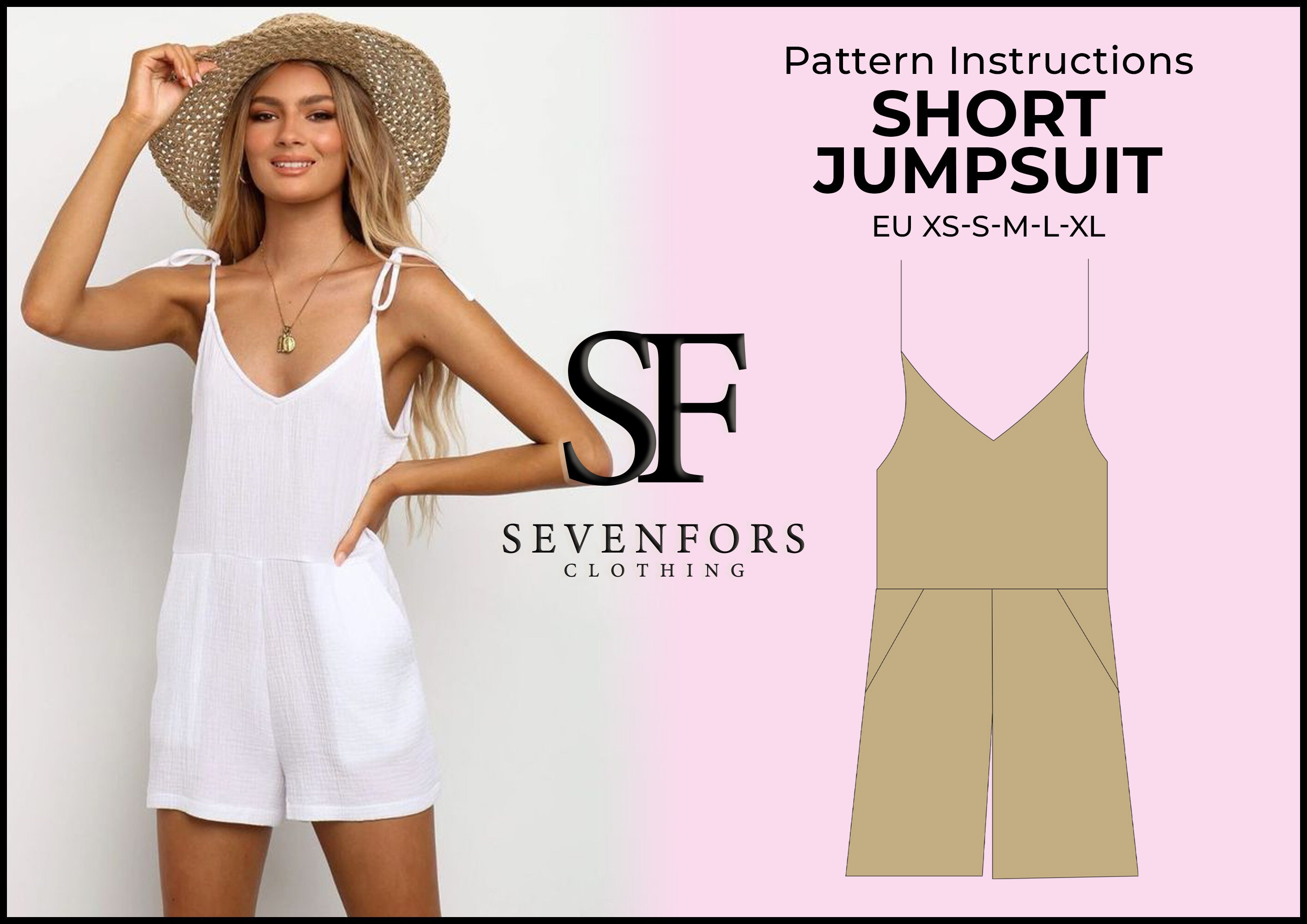 Short Jumpsuit Sewing Pattern, Oversize Jumpsuit, Dungaree Pattern ...