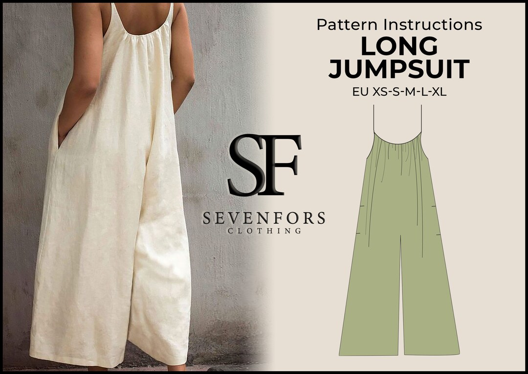 Long Jumpsuit Sewing Pattern, Oversize Jumpsuit, Dungaree Pattern ...