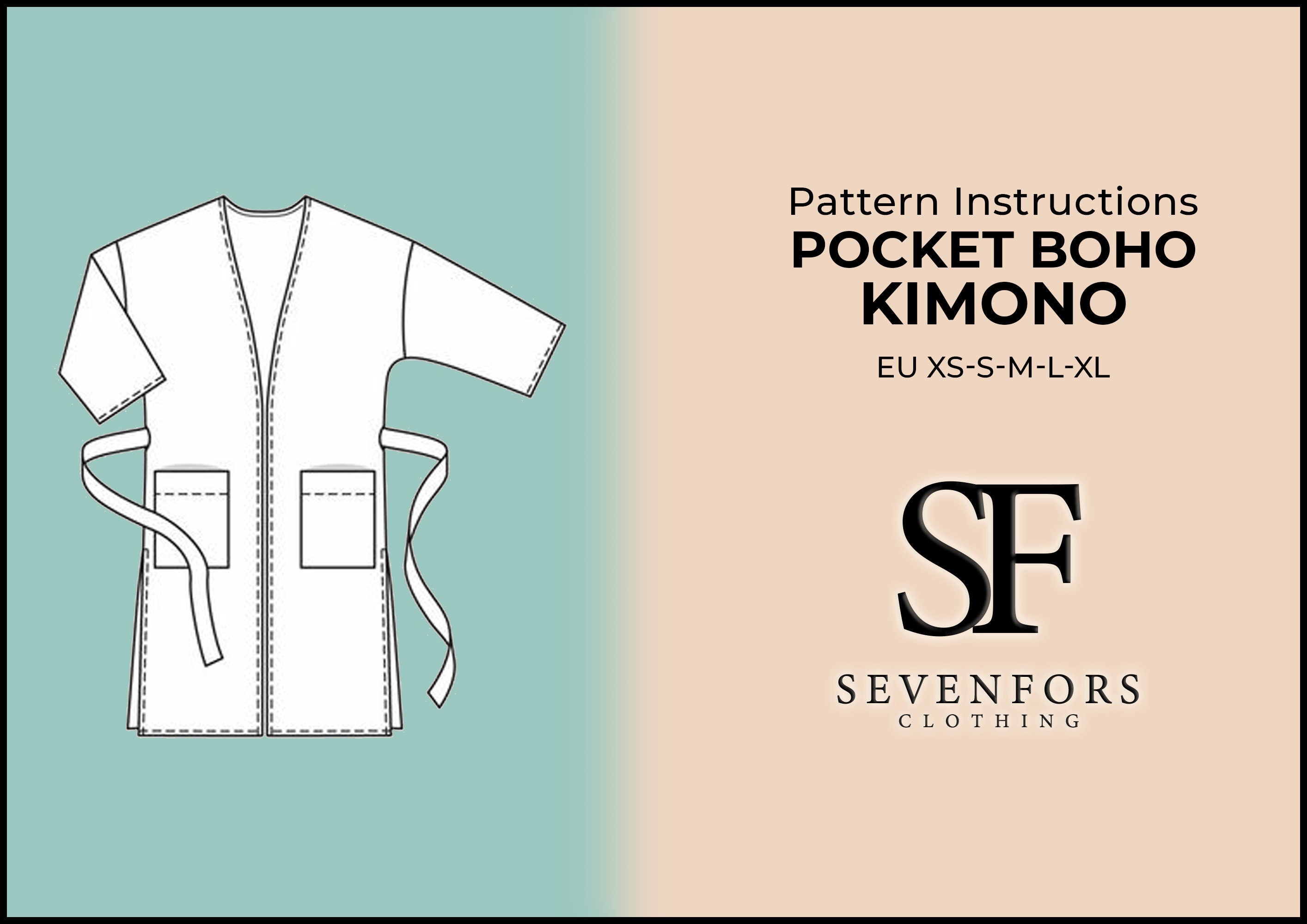 Boho Kimono Sewing Pattern, Pocket Kimono, Short Kimono PDF Instant ...