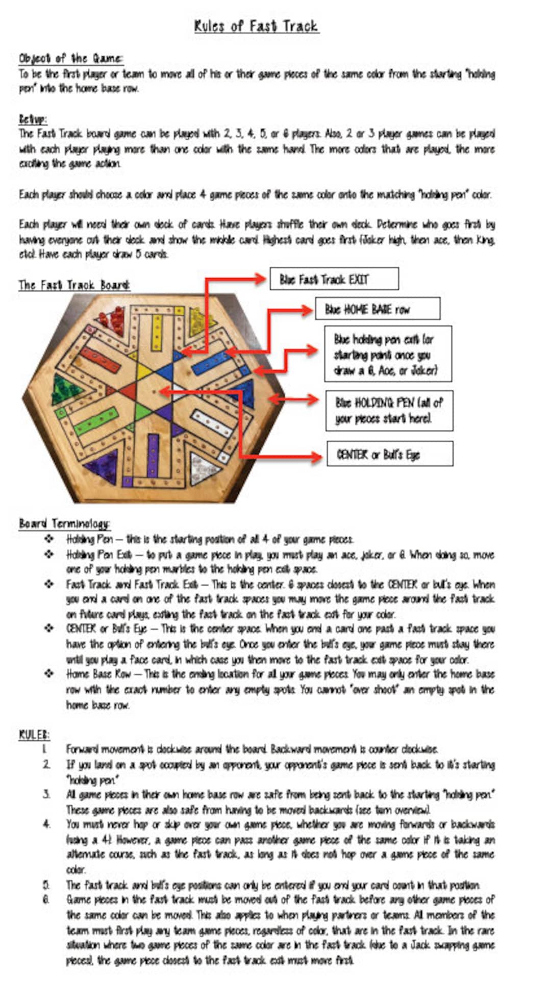 Fast Track Rules PDF - Etsy