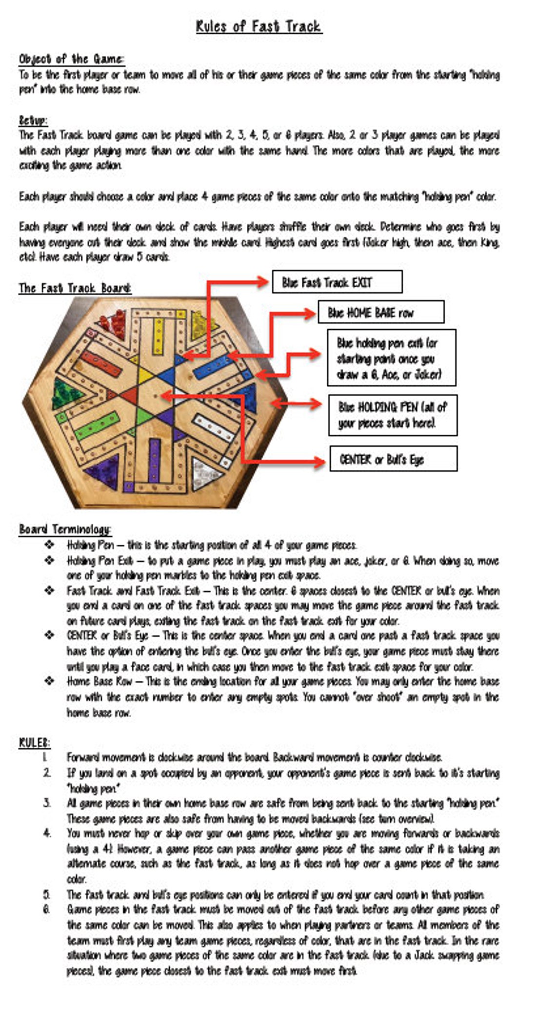 Fast Track Rules PDF - Etsy