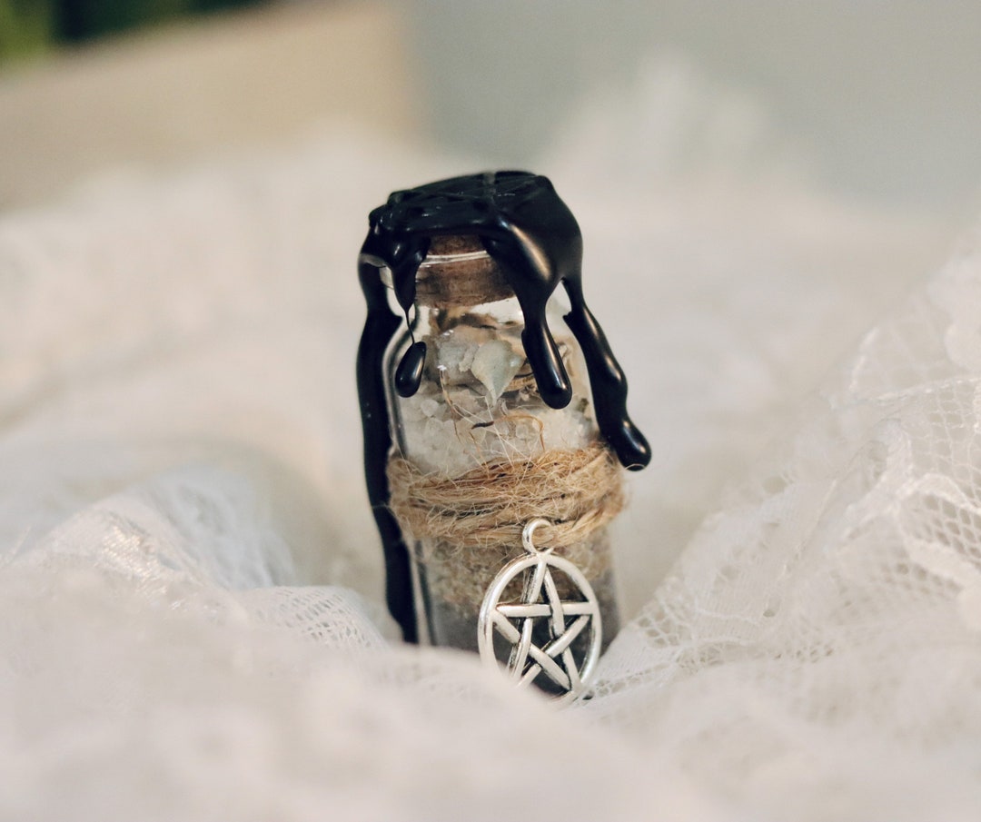 Spell Jar BESCHERMING magische pot / zwarte toermalijn/ witte salie ...