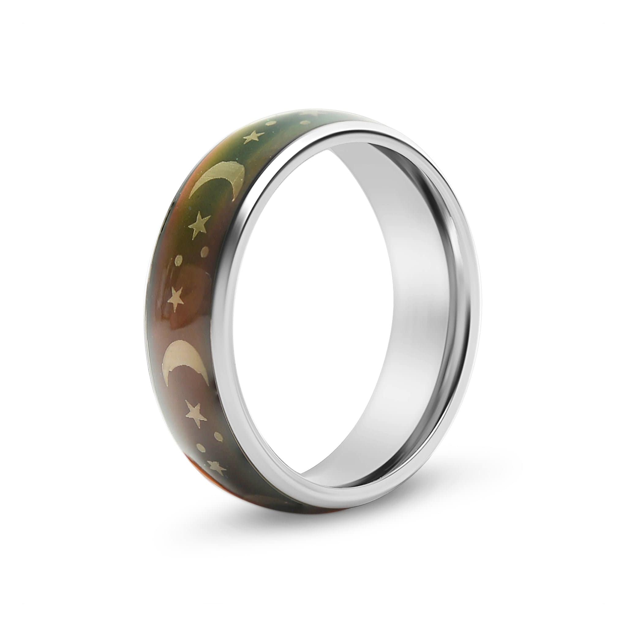 Moon & Stars Mood Ring Band Stainless Steel Mood Ring - Etsy