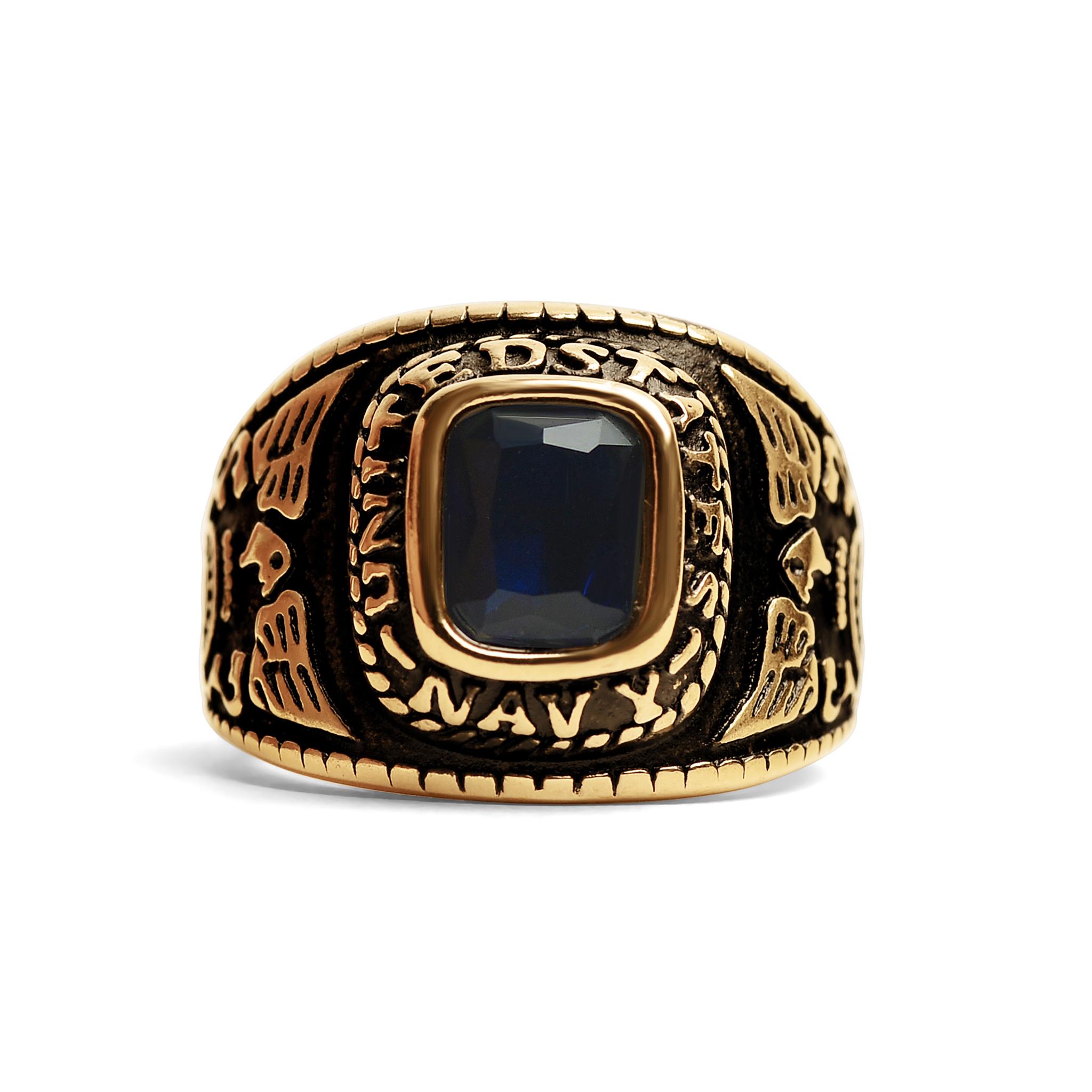 USN Military Ring With Blue Center Stone – Stock and Resell Jewelry ...
