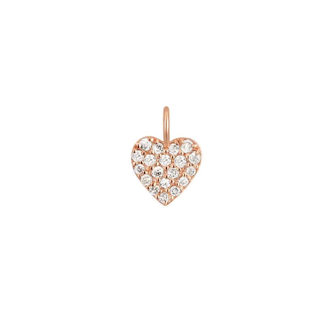 14K Solid Rose Gold Diamond Heart Charm | Dainty Heart Charms | Bulk ...