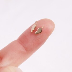 14K Solid Gold Tiny (left) Half Heart Charm | Dainty Gold Charms ...