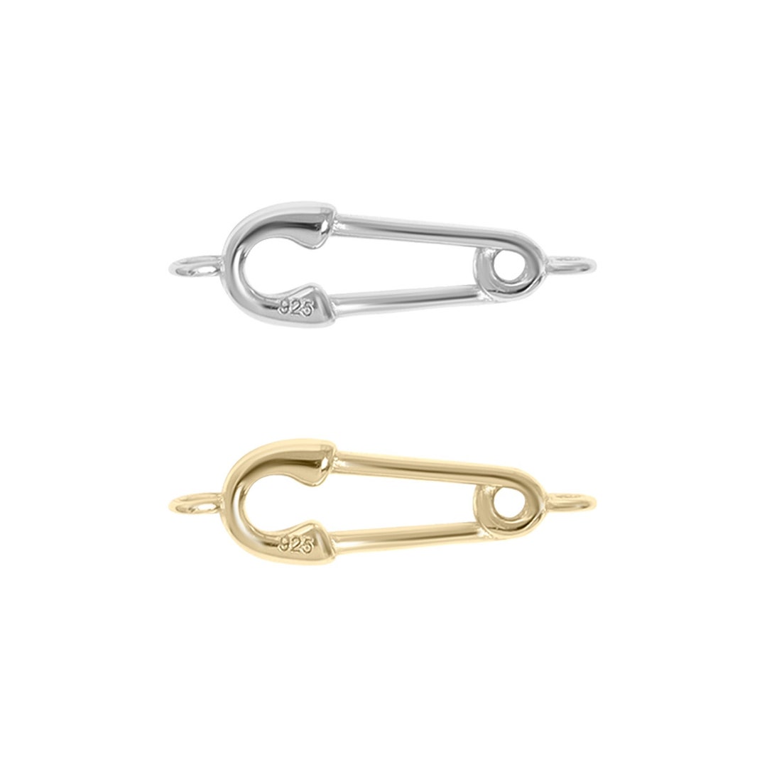 925 Sterling Silver Safety Pin Connector Charm for Permanent Jewelry ...