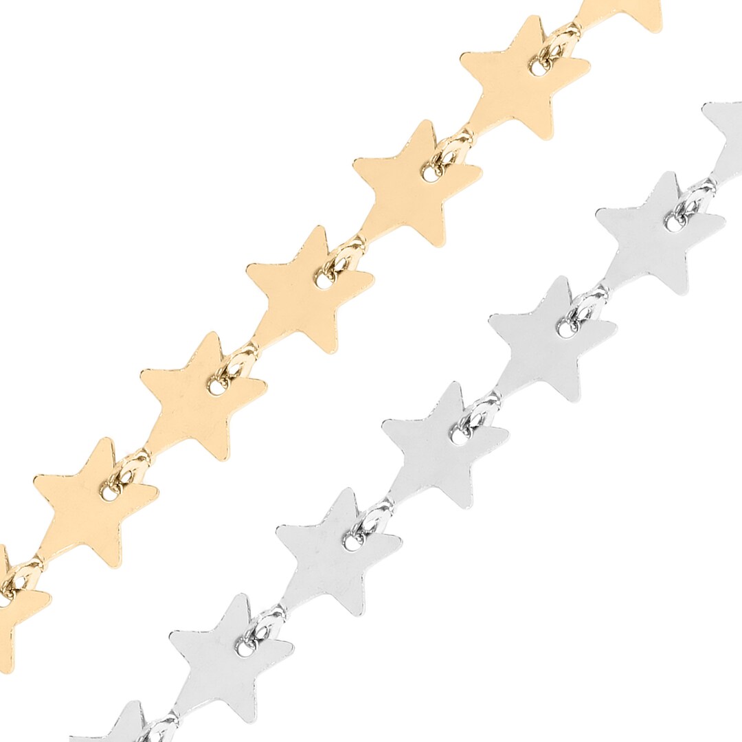 18K Gold Stainless Steel Star Chain by the Foot, Jewelry Making Chain ...
