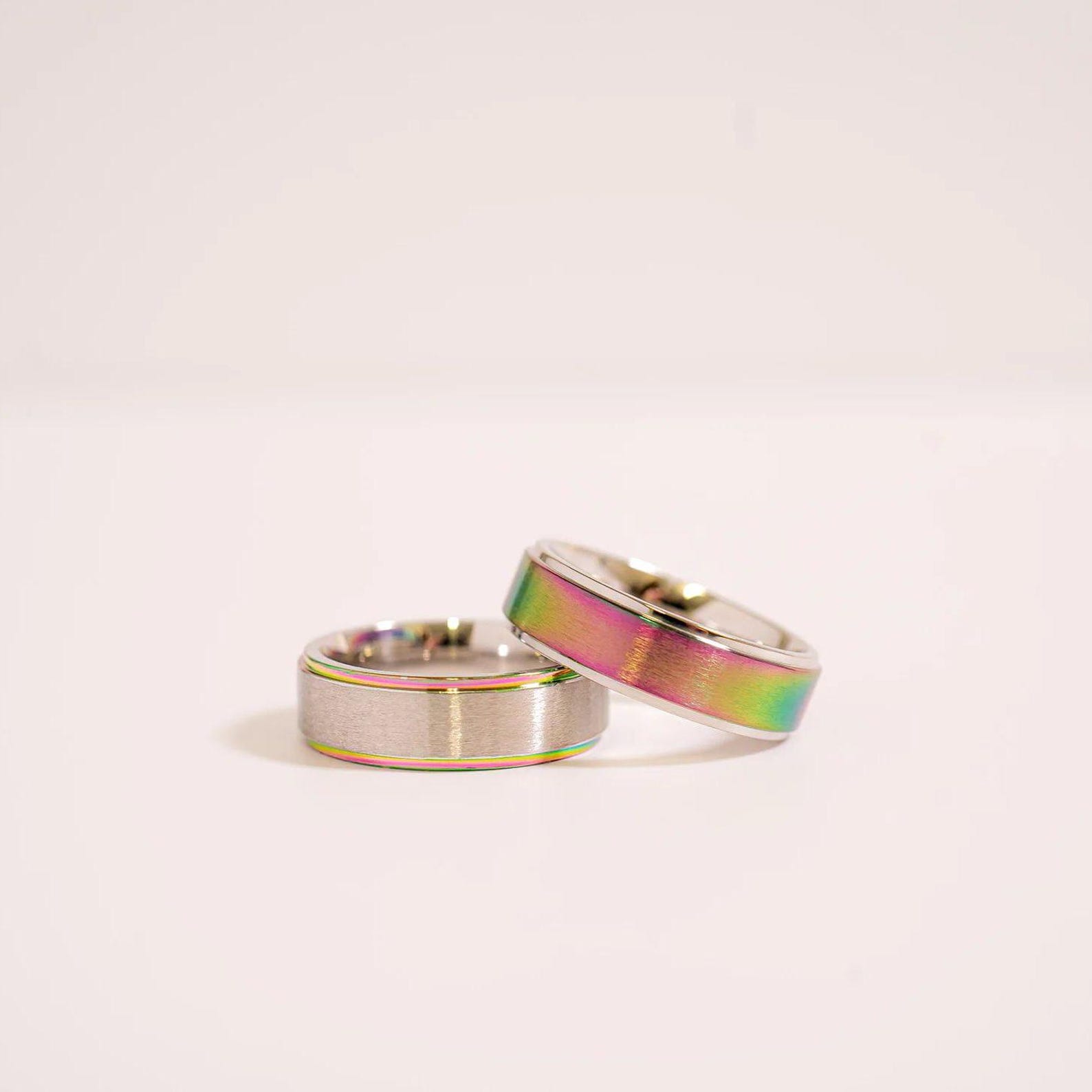 Rainbow Edge Ring – Engravable Bestseller, Stainless Steel, Maker Ring ...