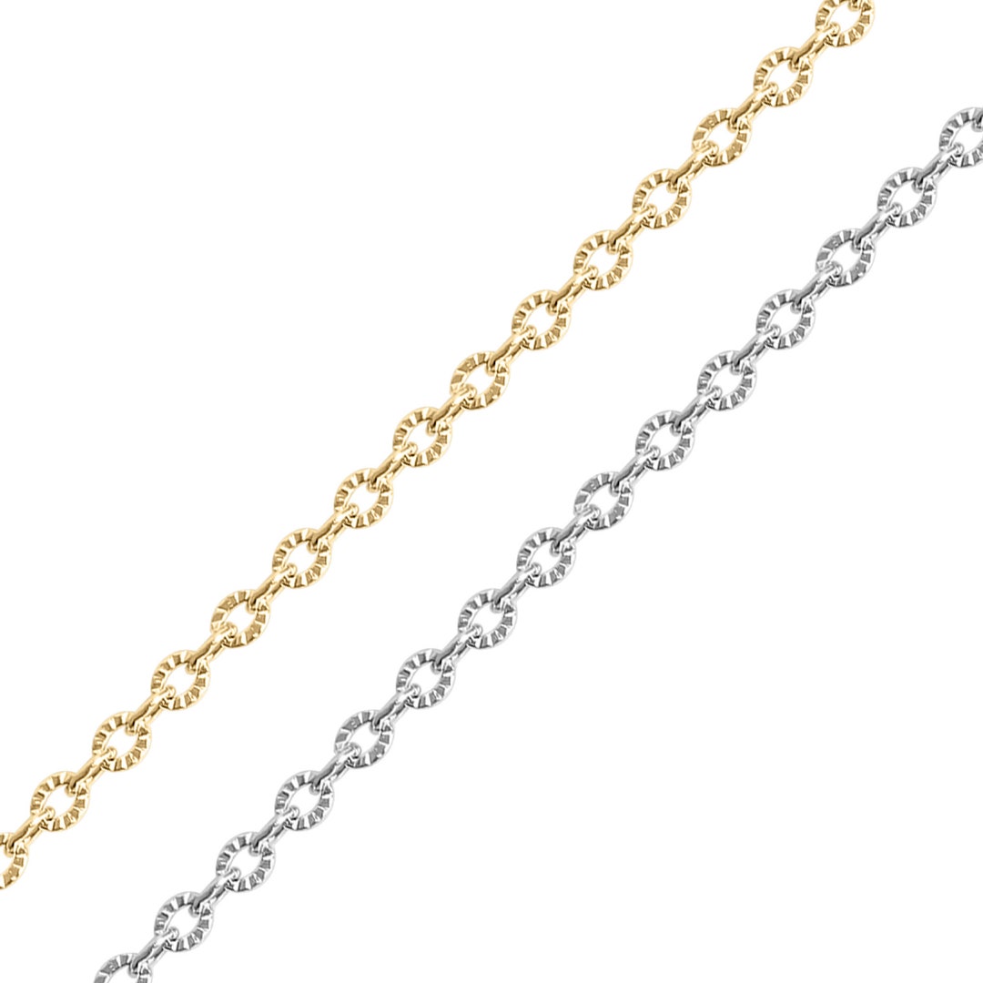 18K Gold Stainless Steel Crimped Oval Chain by the Foot - Etsy