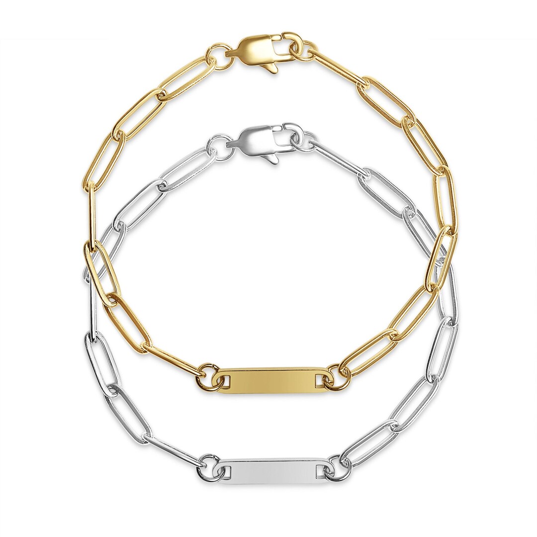 Engravable Paperclip Bar Bracelets - Etsy