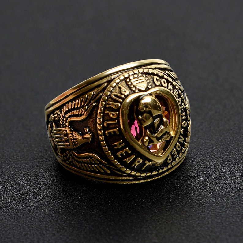 Gold Military Purple Heart Stainless Steel Men's Ring - Etsy