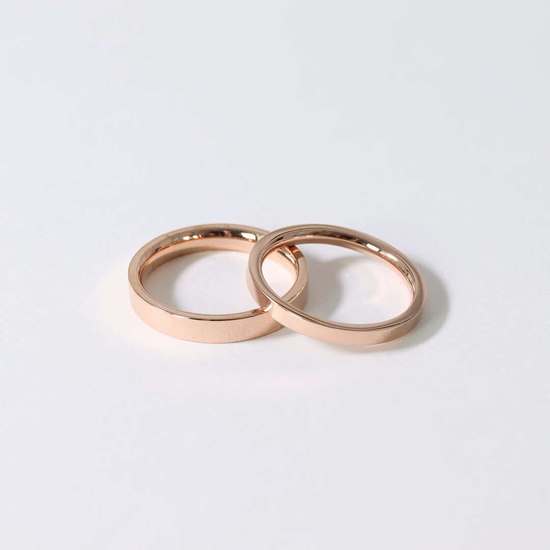 18K Rose Gold PVD Stainless Steel Blank Flat Ring | Engravable Jewelry ...