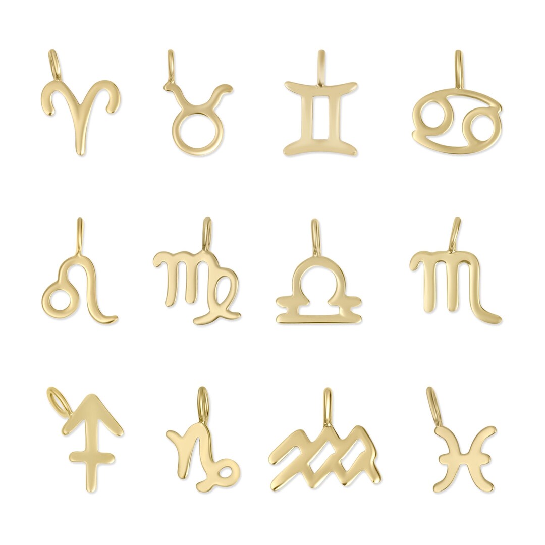14K Solid Gold Zodiac Charms | Dainty Gold Charms | Wholesale Permanent ...