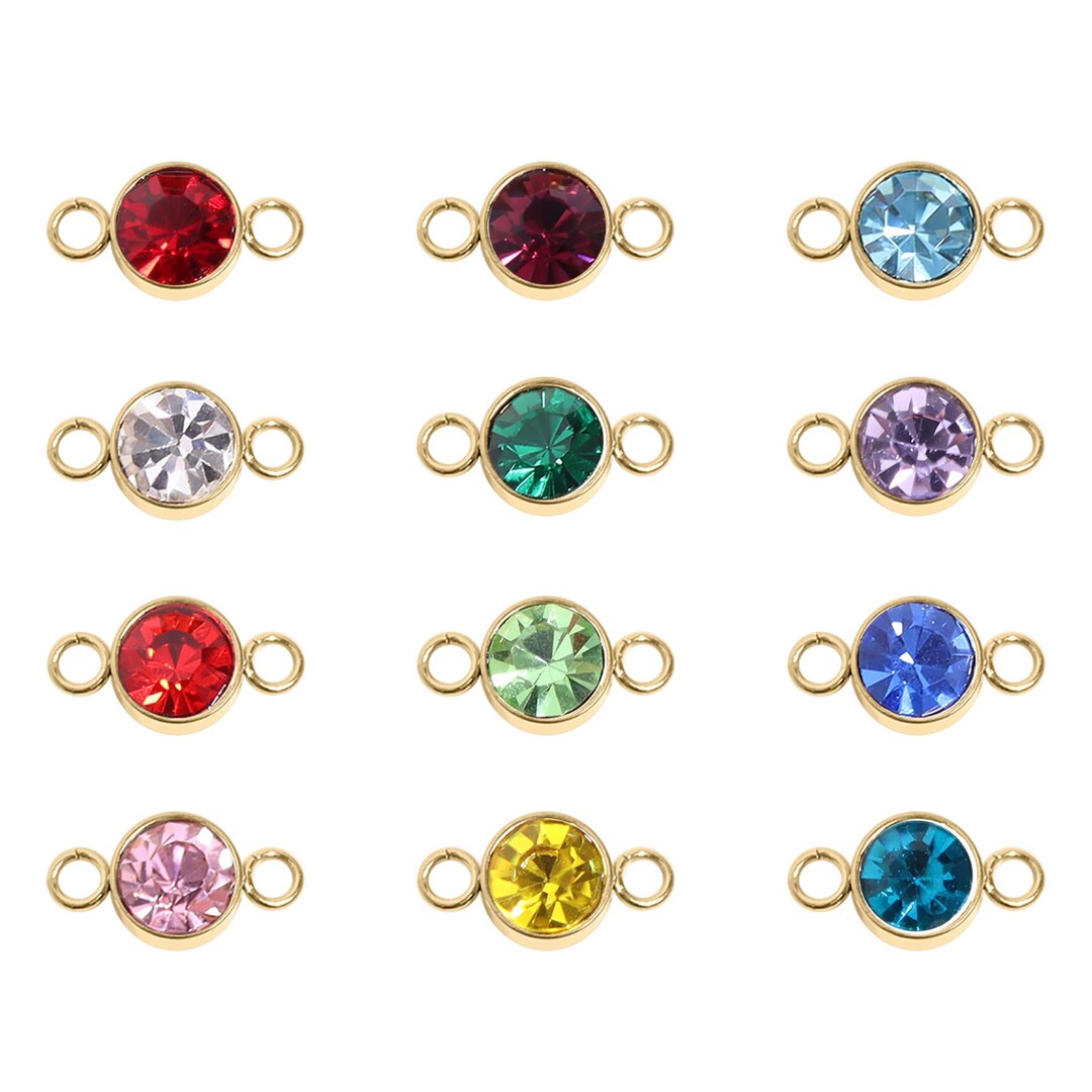 18K Gold Stainless Steel Birthstone Connector Charm for Permanent ...