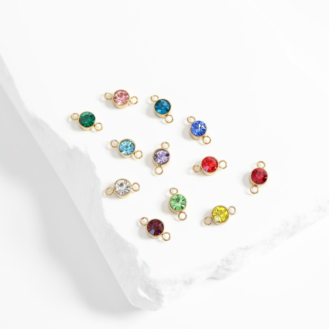 18K Gold Stainless Steel Birthstone Connector Charm for Permanent ...