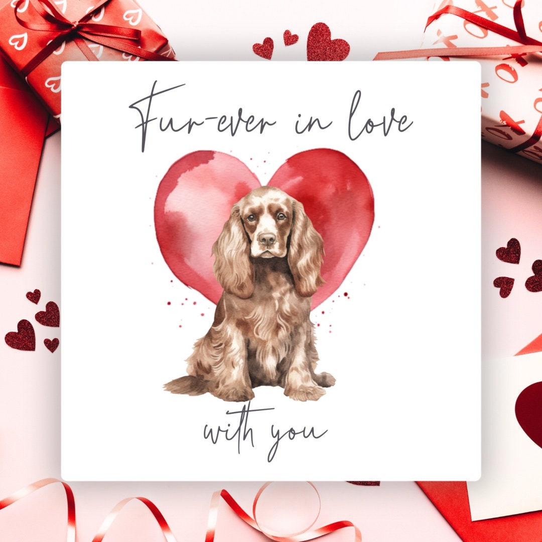 Chocolate Cocker Spaniel Valentines Card Fur-ever in Love Handmade ...