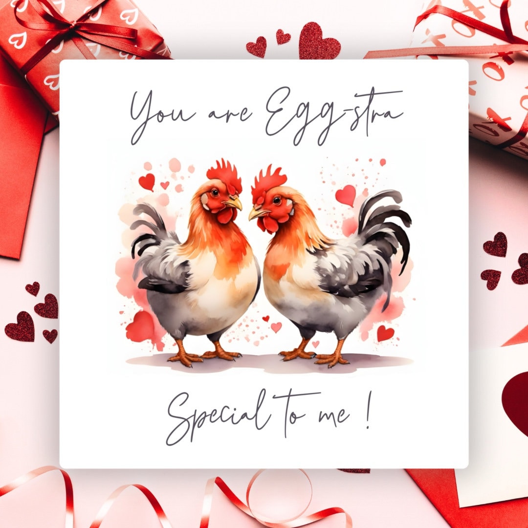 Farming Valentines Card, Cute Chickens , Card for Farmer, Eggstra ...