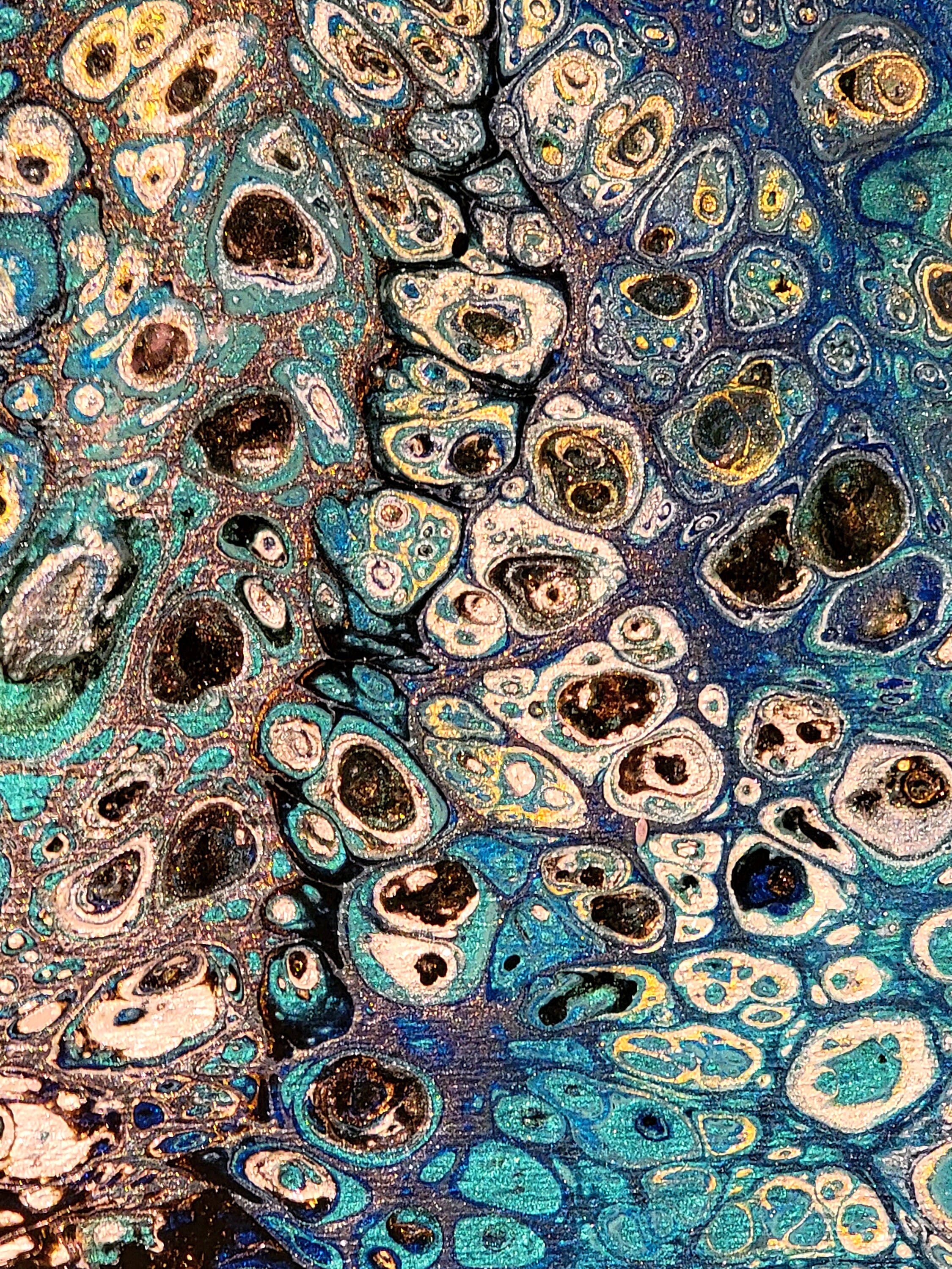 Tidepool, Original Abstract Acrylic Painting, 12x24 Deep Wood Panel ...