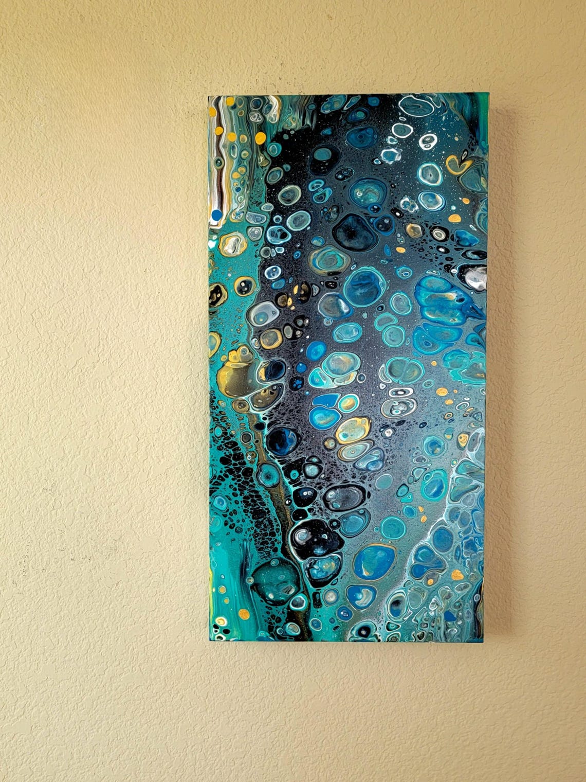 Green Intent, Original Abstract Acrylic Painting, 12x24" Deep Wood ...