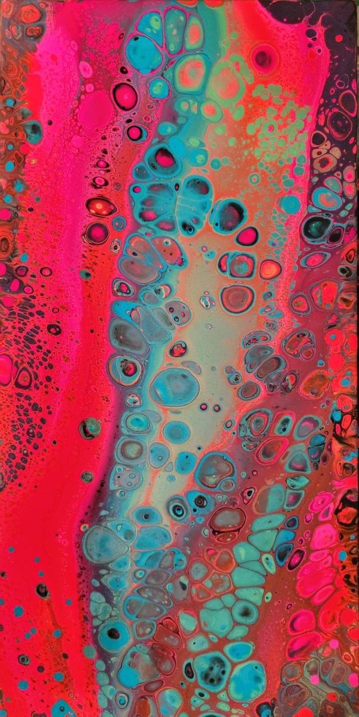 Red, Original Abstract Acrylic Painting, 10x20 Deep Wood Panel, Wall ...