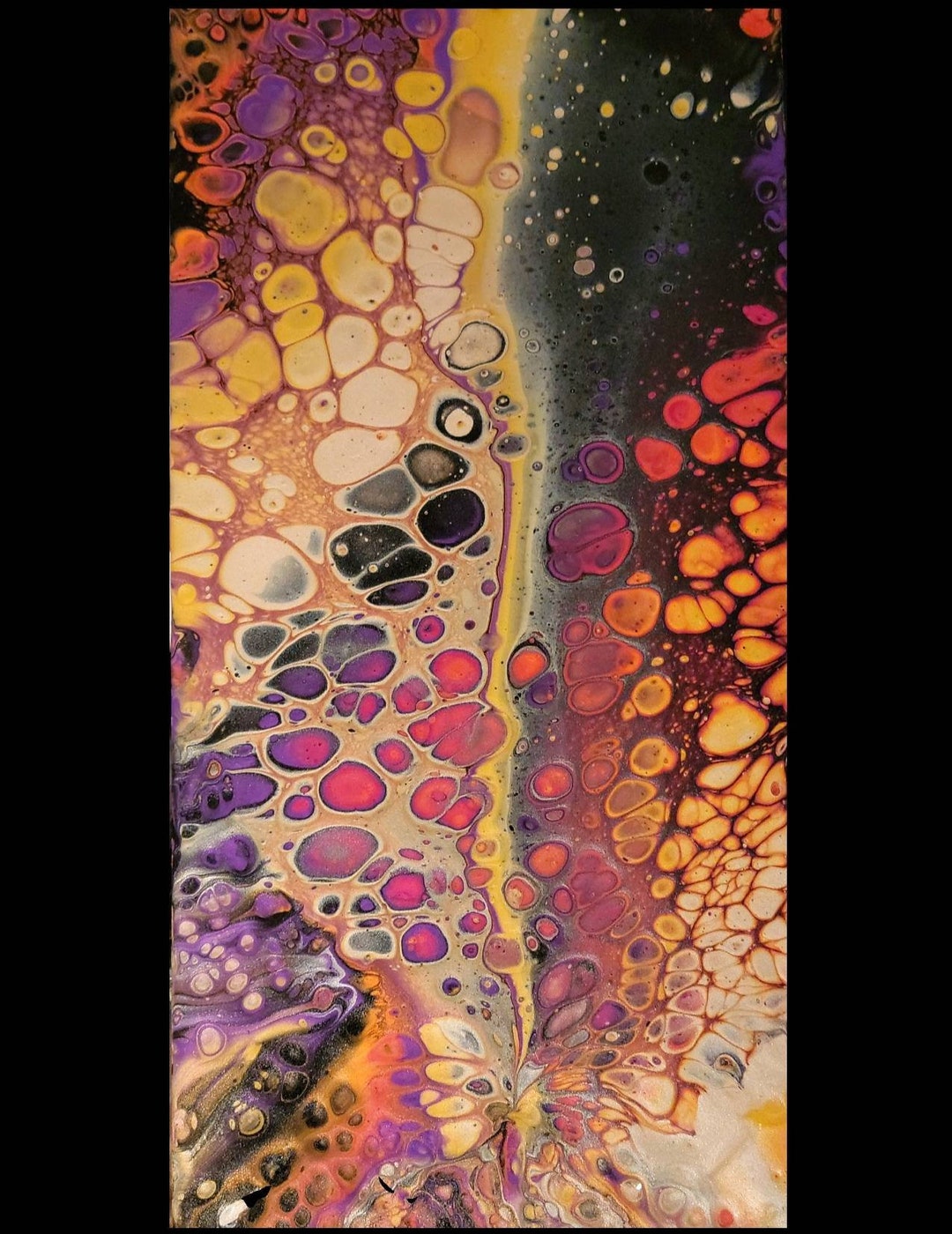 Plume, Original Abstract Acrylic Painting, 8x16 Wood Panel, Resin ...