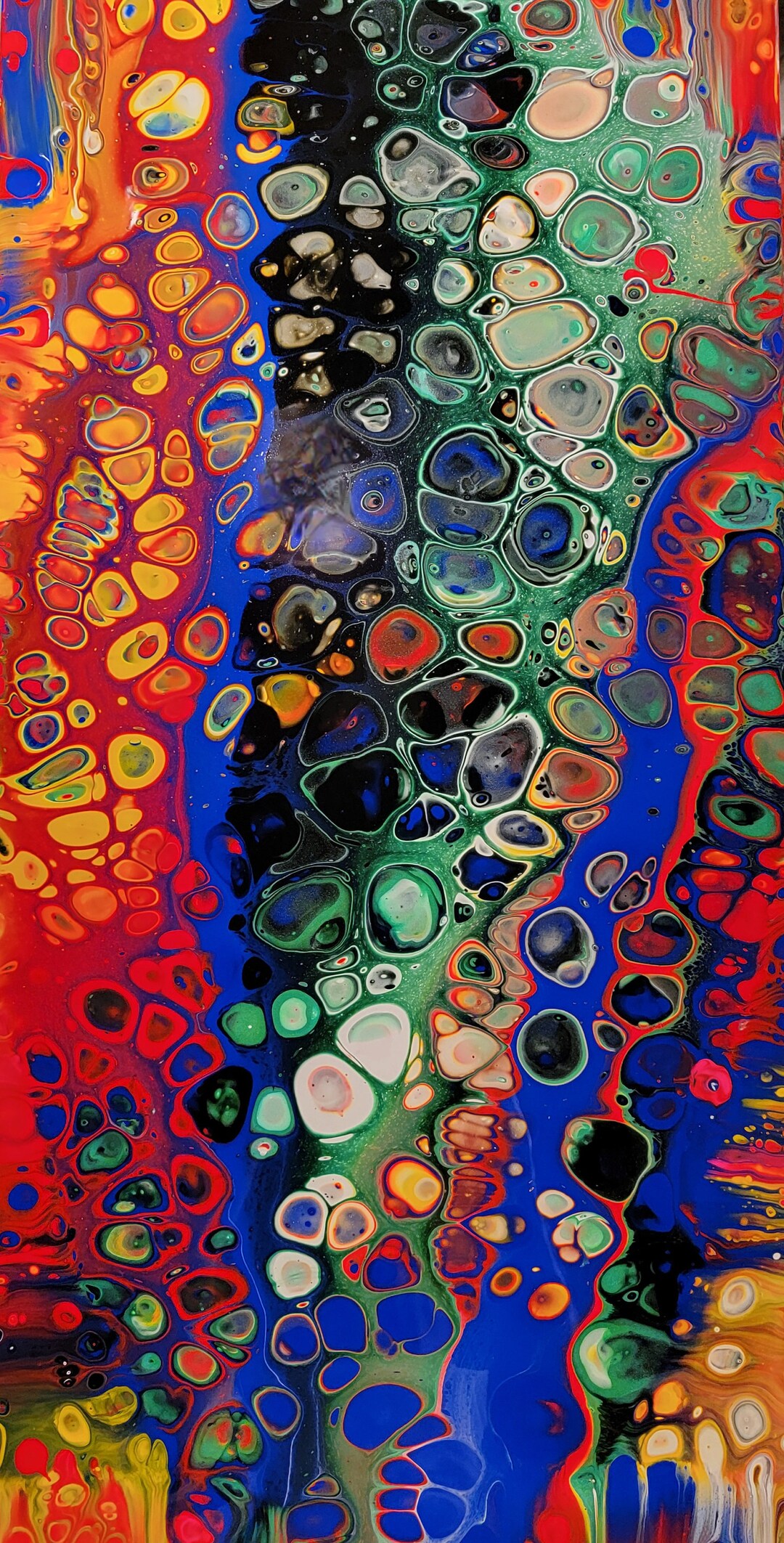 The Green Jinn, Original Abstract Acrylic Painting, 12x24" Deep Wood ...