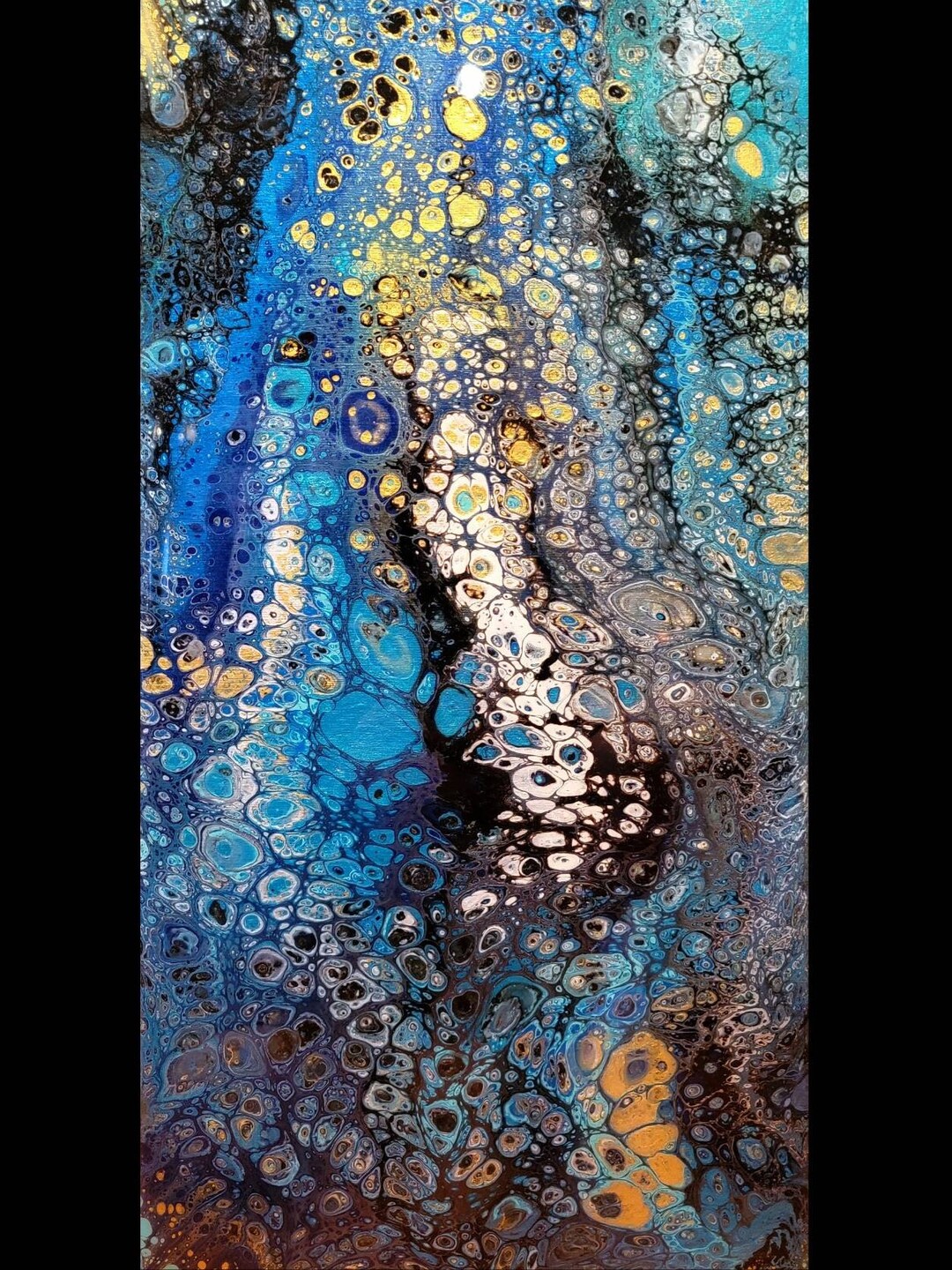 Tidepool, Original Abstract Acrylic Painting, 12x24 Deep Wood Panel ...