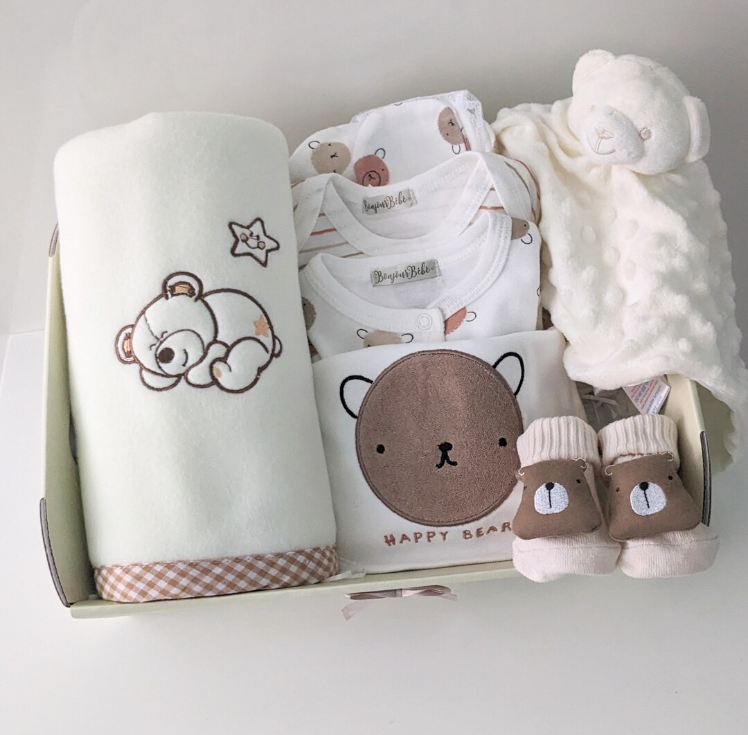 New Baby Gift of Teddy Bear Theme Hamper in Cream and Brown - Etsy