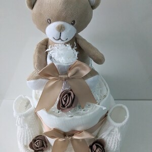 Neutral Baby Gift Nappy Cake With Waffle Cotton Baby Blanket, Cotton ...