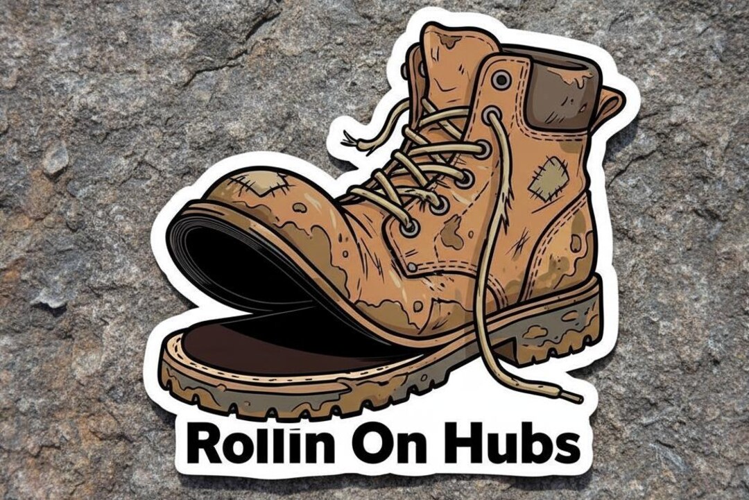 Rollin on Hubs Outdoor Sticker | Camping, Hiking, Fishing, Water Bottle ...