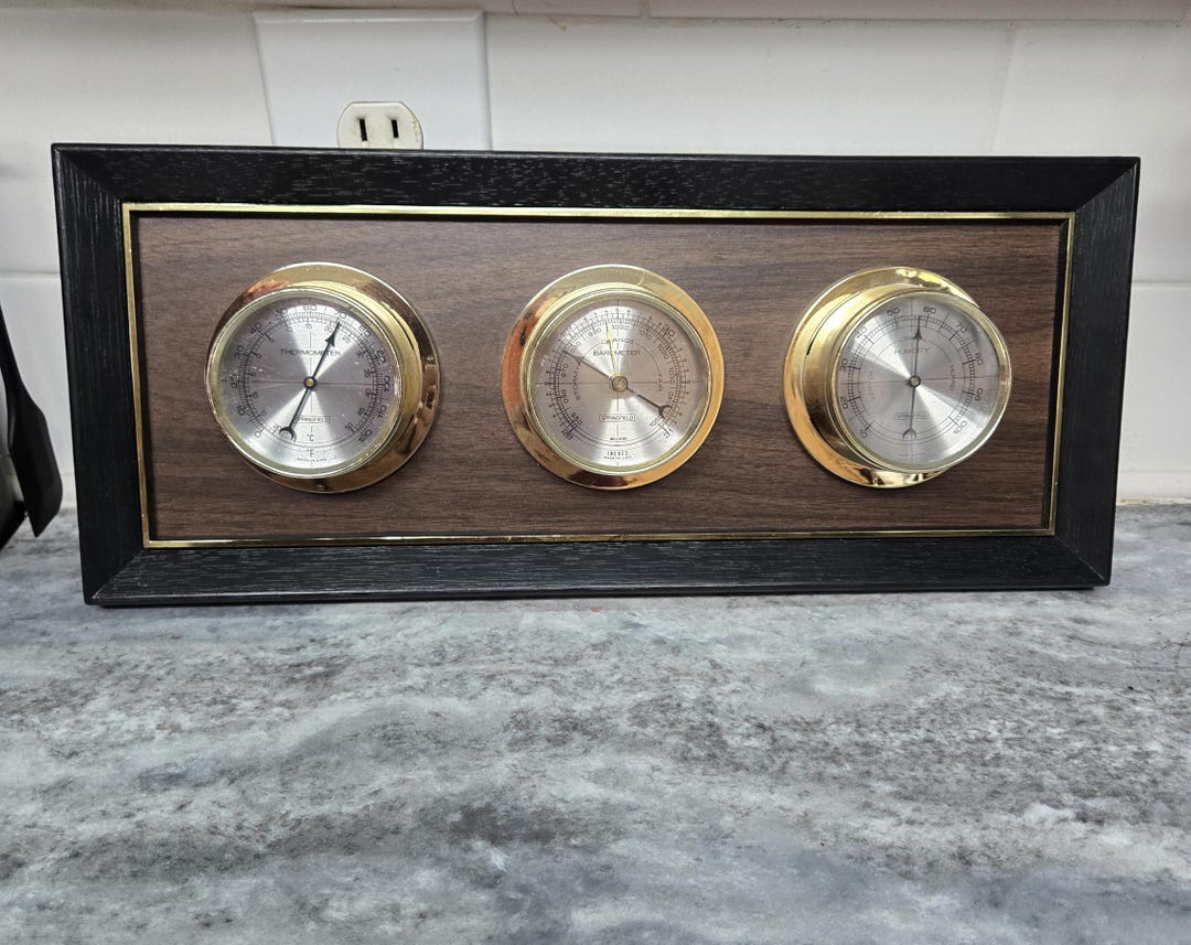 Vtg 3 Gauge Array of Weather Gauges Wall Hanging Springfield Co. - Etsy