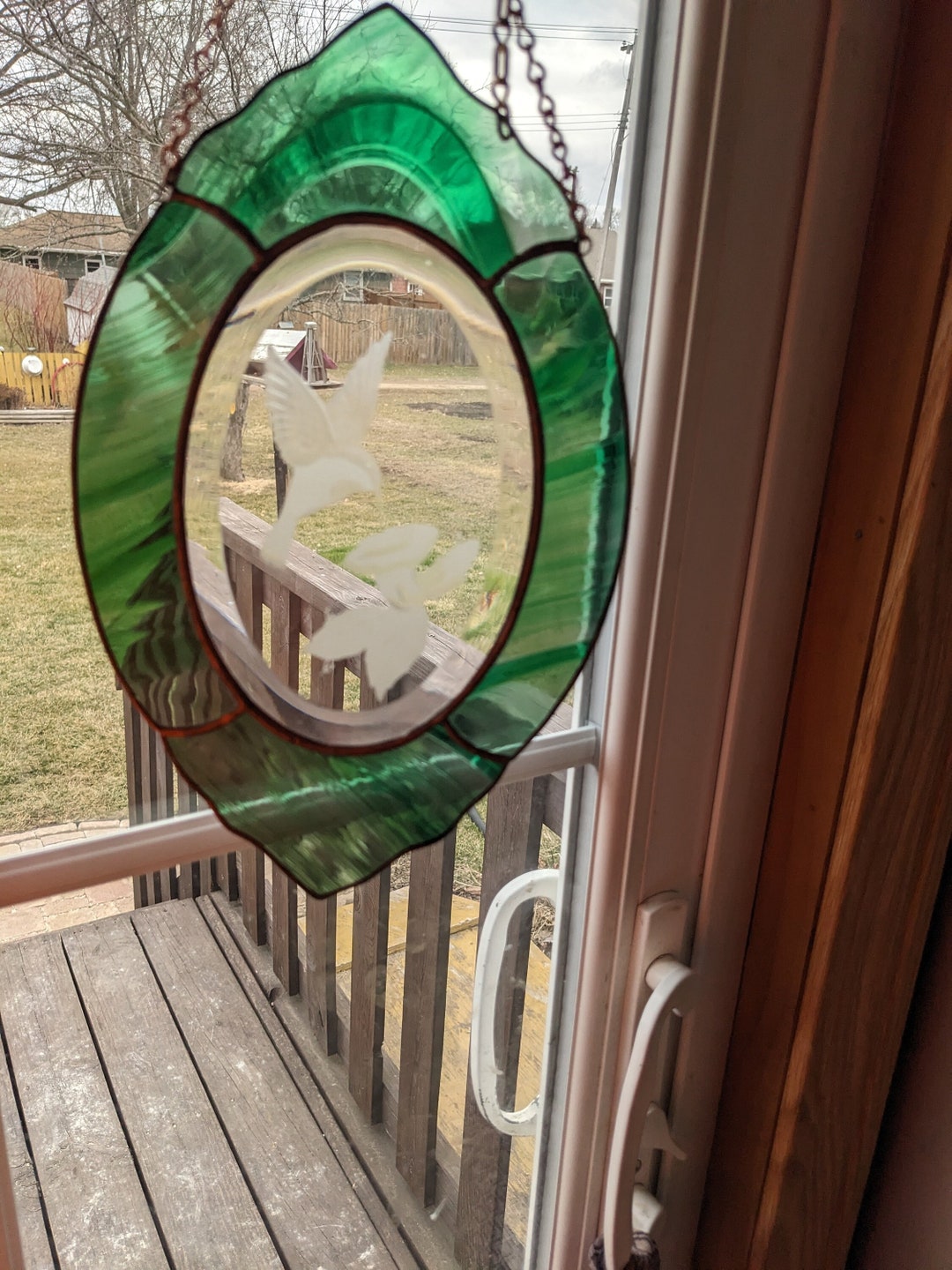 Vintage Green Leaded Glass Hanging Hummingbird Sun Catcher - Etsy