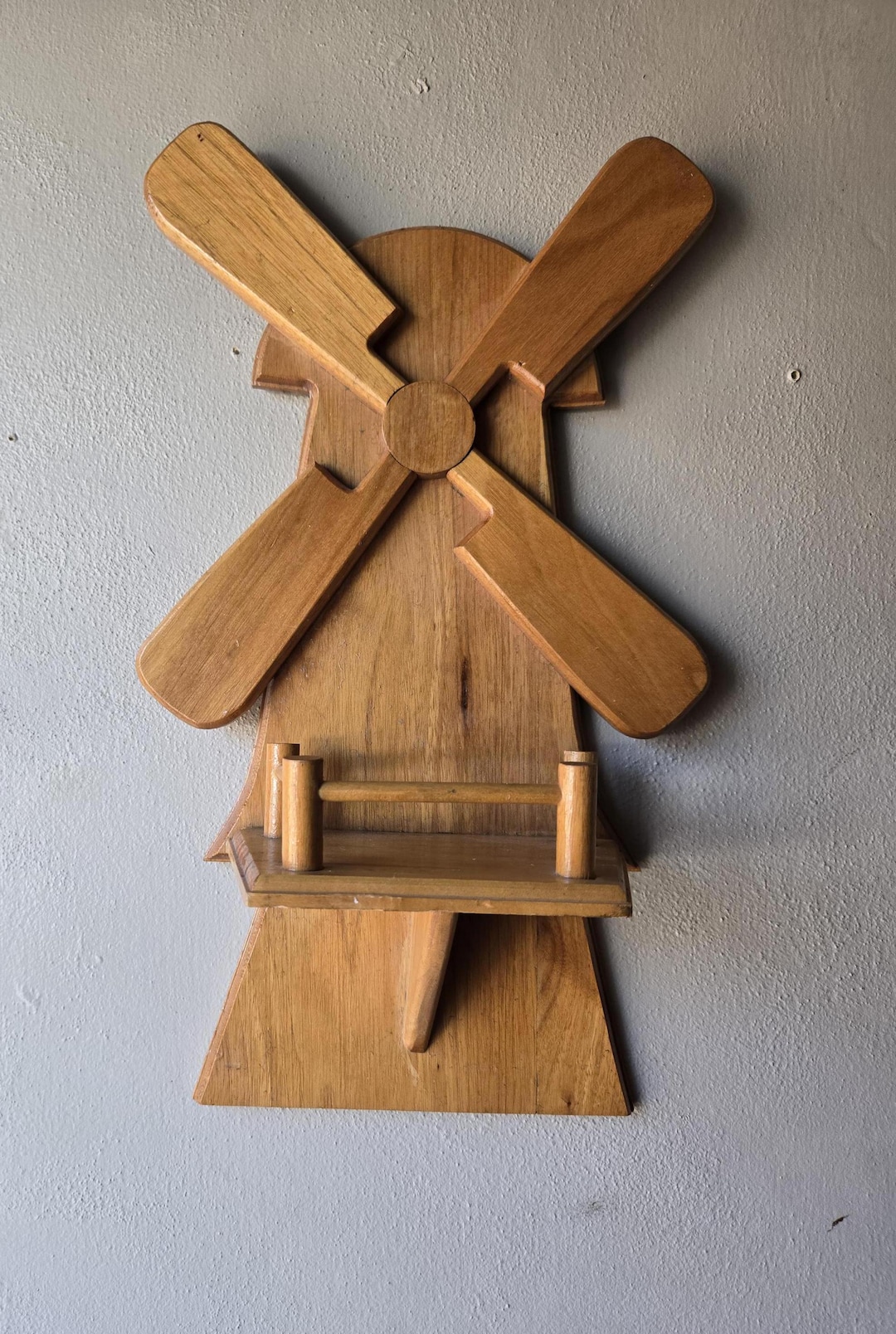 Vintage Wood Constructed Windmill Wall Shelf Display - Etsy