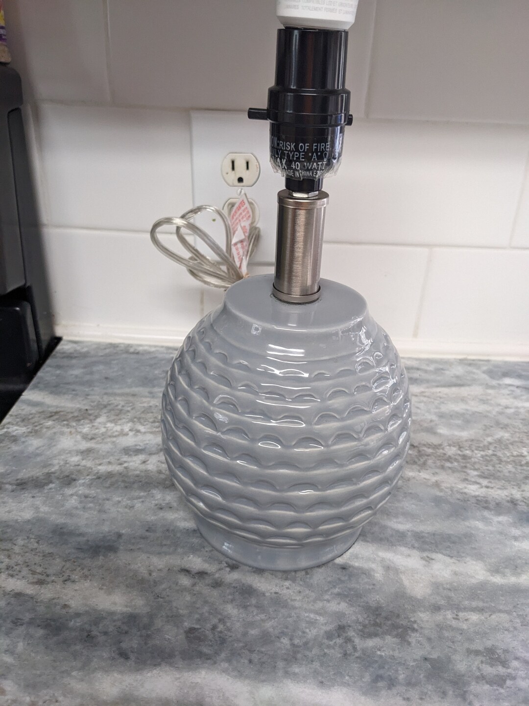 Vtg Gray Ceramic Woven Pattern Table Lamp - Etsy