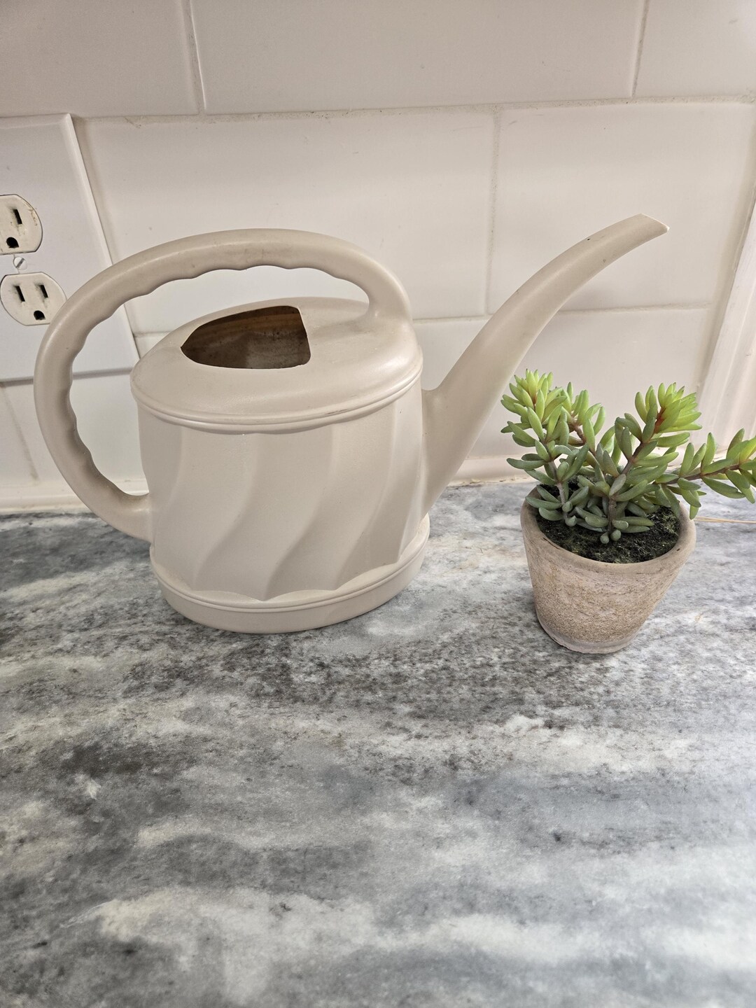 Vtg Watering House Plant Pitcher Grey/white Decor - Etsy