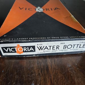Vtg New in Box "rexall Victoria" Red Rubber Water Bottle - Etsy