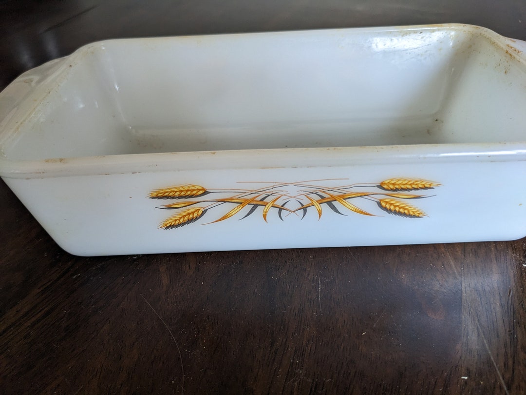 Vintage Anchor Hocking Fire King Golden Wheat Pattern Rectangular ...