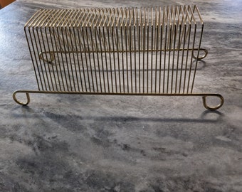 Vintage Gold Wire Record Album Holder Tabletop Record Album Display ...