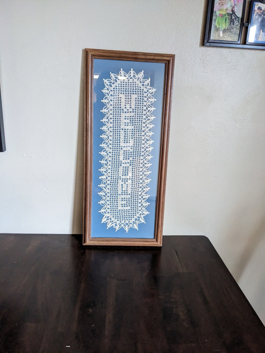 Vintage Framed Needlepoint Welcome Doily Wall Hanging - Etsy