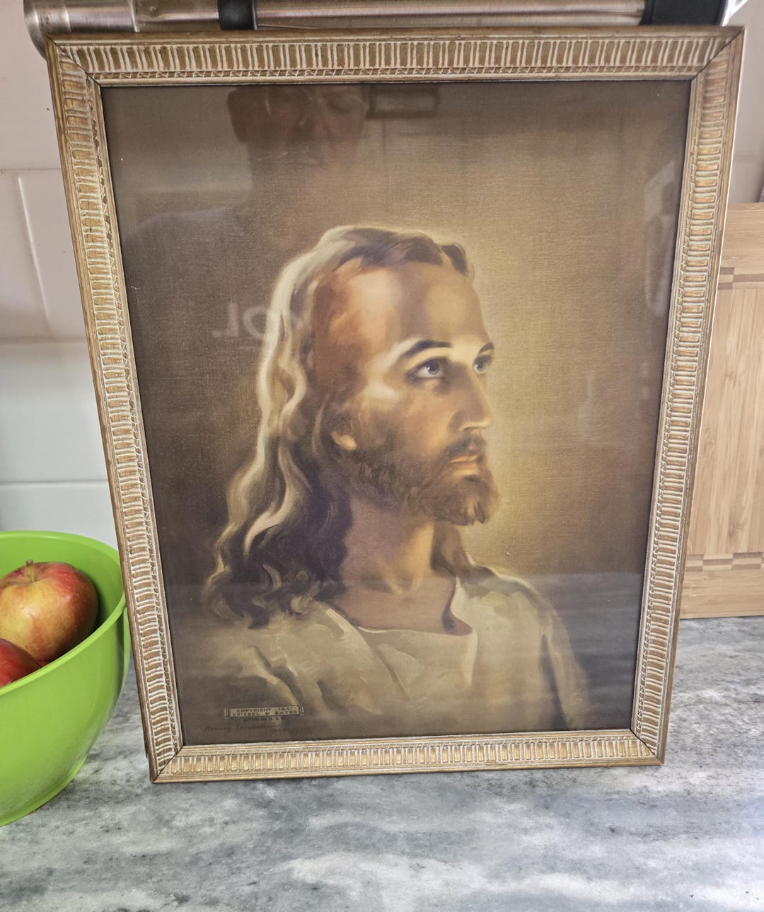 Vtg JESUS "head of Christ" Framed Lithograph Portrait by Warner Sallman ...