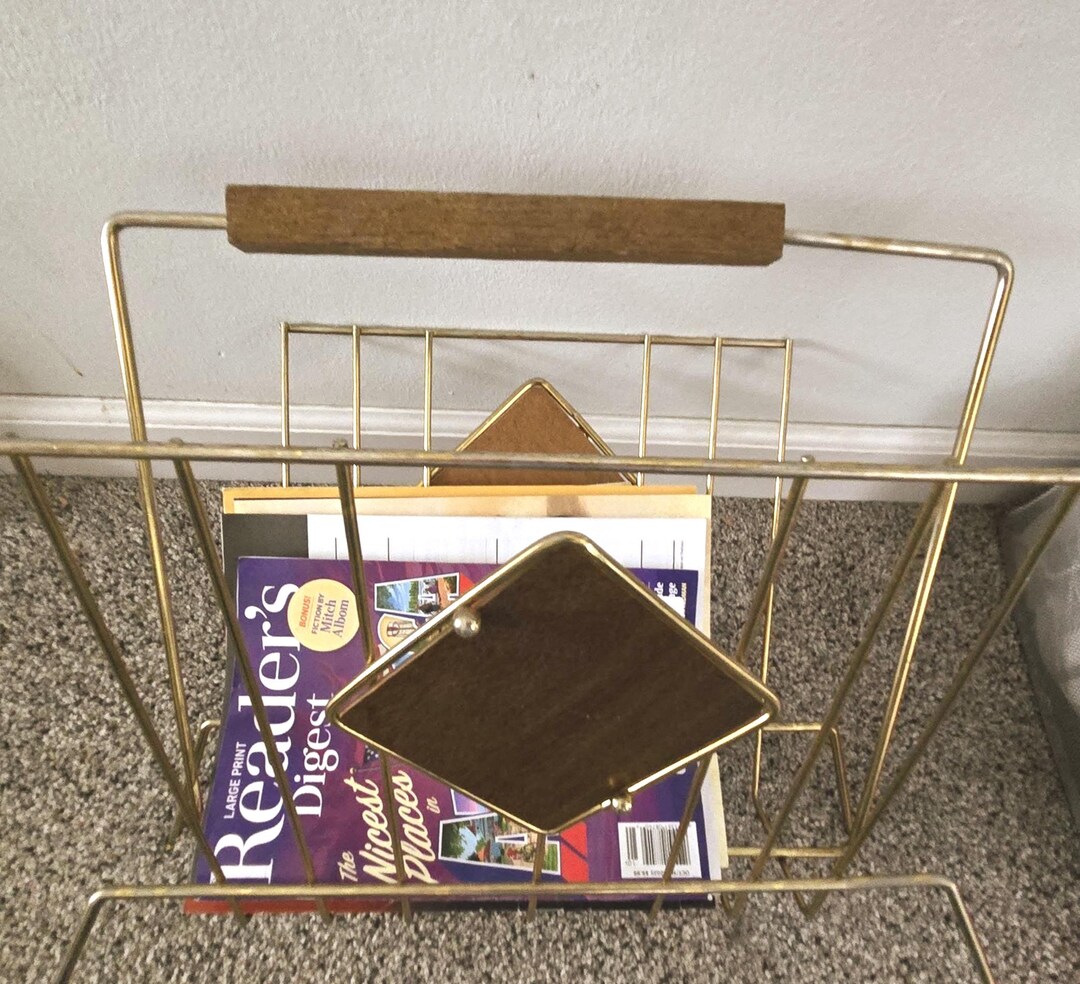 Vtg MCM Vinyl Record Stack Rack/ Magazine Rack Stand With Wood Grain ...