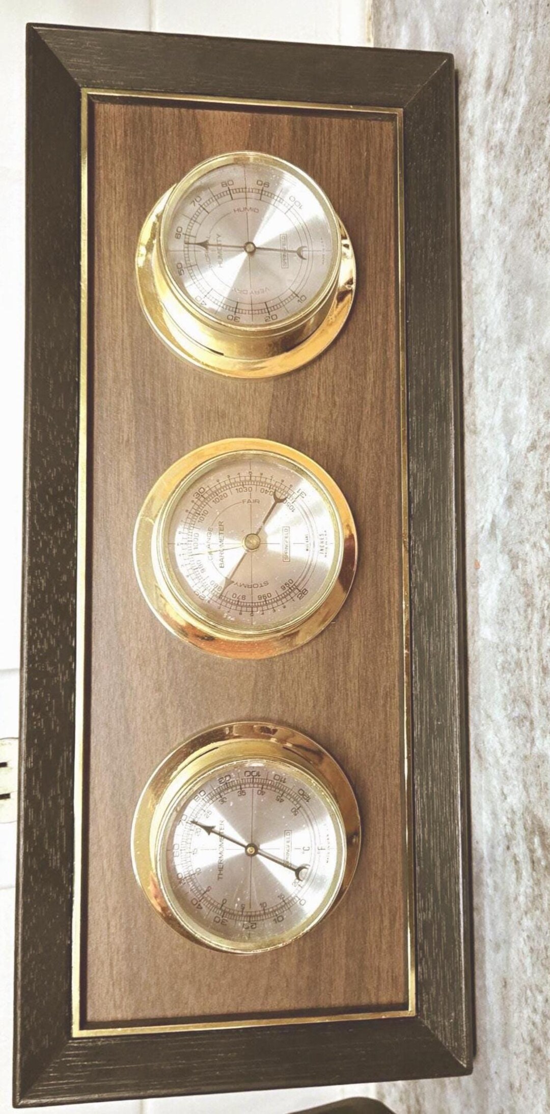 Vtg 3 Gauge Array of Weather Gauges Wall Hanging Springfield Co. - Etsy