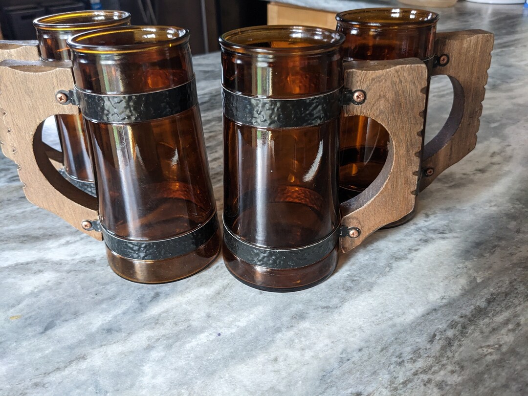 Vintage Set of Four Benner Glass Company Siesta Ware Amber Glass Beer ...