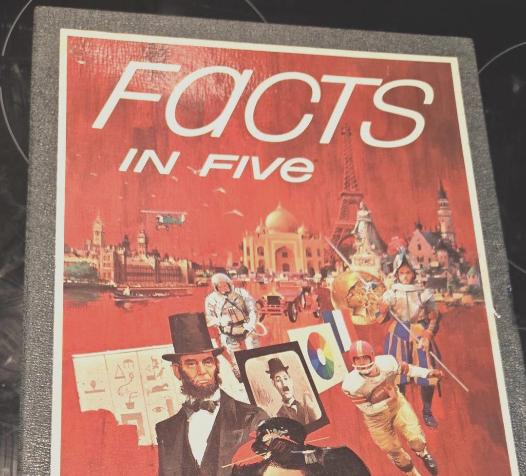 Vintage "facts in Five" the Game of Knowledge Bookshelf Board Game From ...